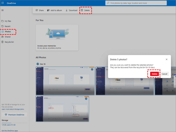 How to Delete All Photos from OneDrive at Once